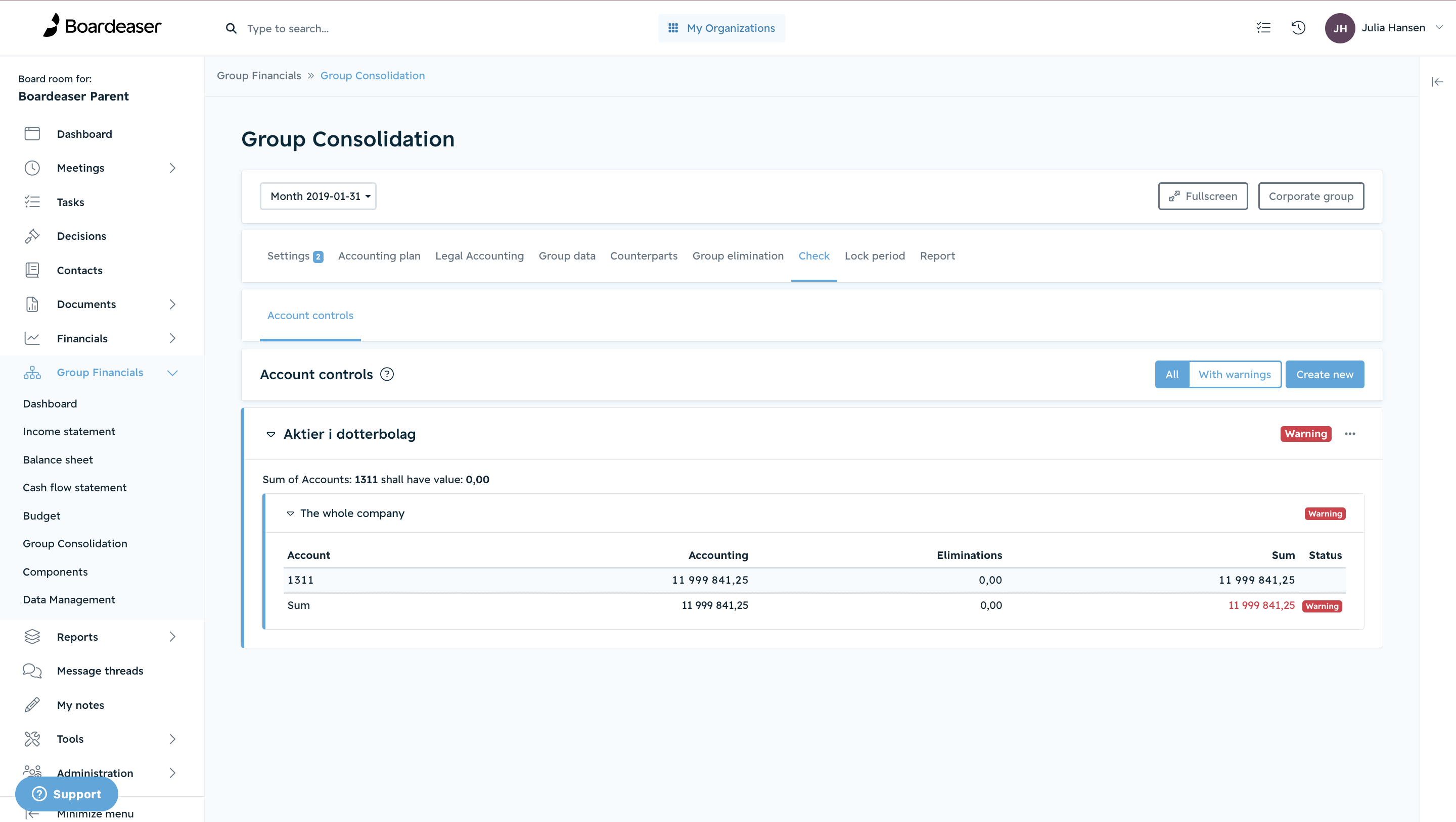 Account reconciliation – Boardeaser