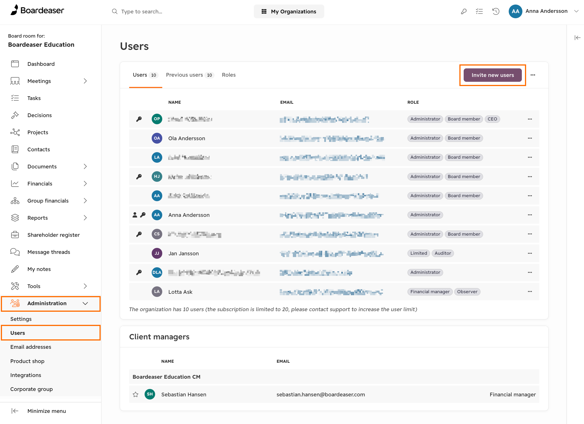 Users - Add, Edit, Remove – Boardeaser