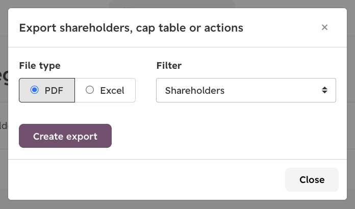 Export a list of shareholders to Excel – Boardeaser